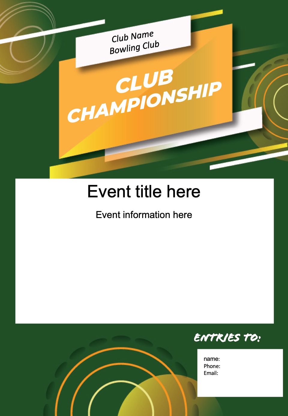 Event Poster Templates - Bowls New Zealand